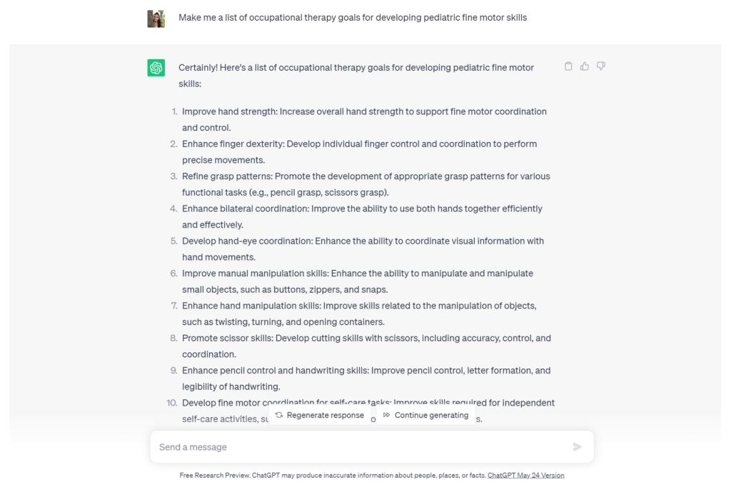 Using Chat GPT to Develop Occupational Therapy Goals – OT Latina
